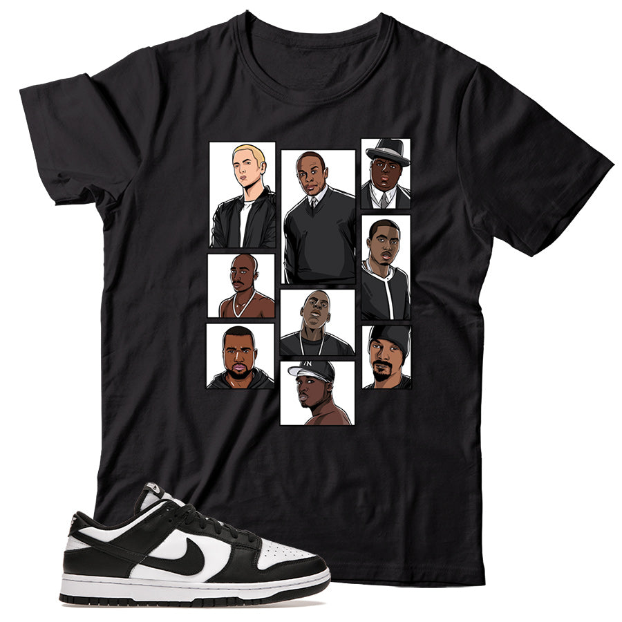 Rap T-Shirt Match Nike Dunk Low White Black Panda – Shirt Match Kicks
